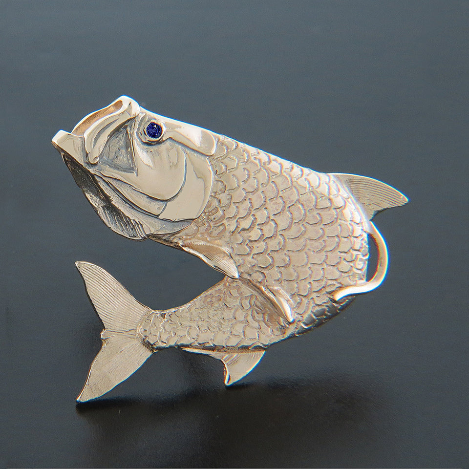 Gold Medium Jumping Tarpon Pendant