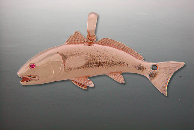 Large 14K Gold Redfish Pendant